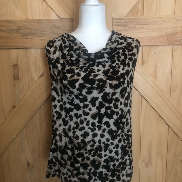 Merona | Tops | Merona Leopard Print Shirt Womens M Draped Neck ...